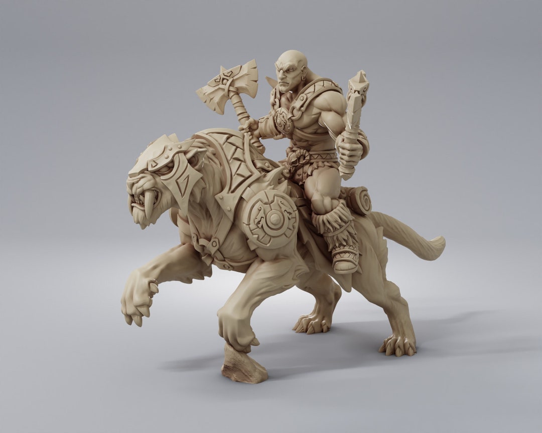 Saber-tooth Cat Rider Resin Miniature Dnd Miniatures Dungeons & Dragons ...