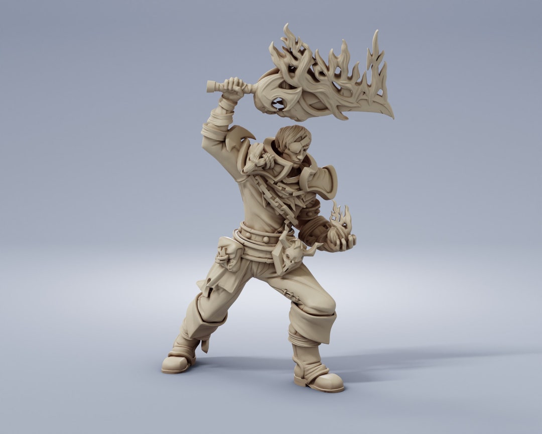 Knight Flaming Sword 32mm D&D Resin Miniature Dungeons and Dragons ...