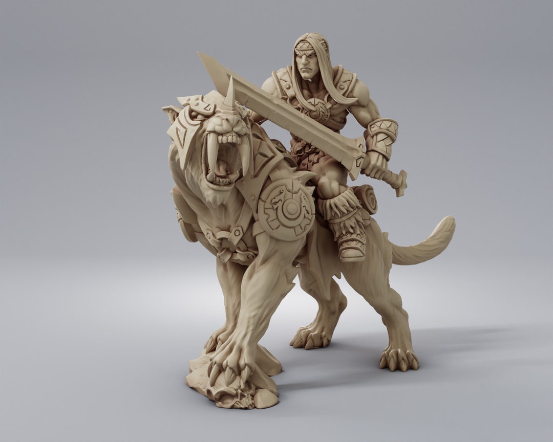 Saber-tooth Cat Rider Resin Miniature Dnd Miniatures Dungeons & Dragons ...