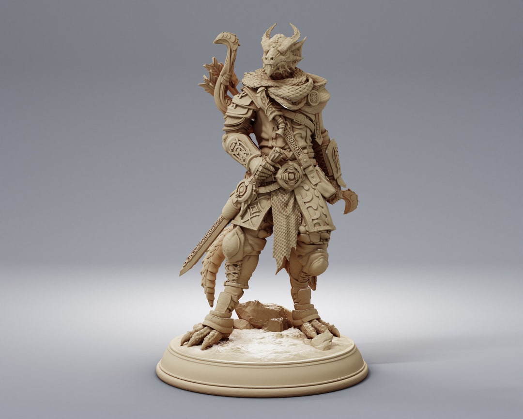 Dragonborn Ranger- 32mm Resin Miniature Dnd Miniatures Dungeons ...