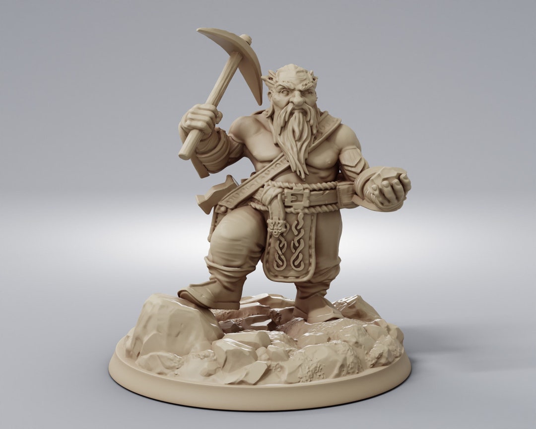 Dwarf Miner 32mm D&D Resin Miniature Dungeons and Dragons Pathfinder ...
