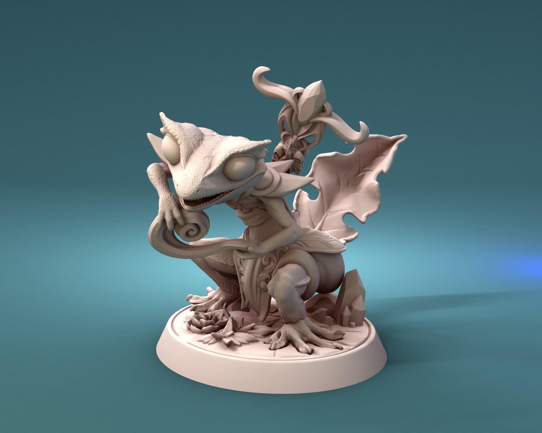 Gecko Mage Lizard - 28mm 32mm Resin Miniature - Dnd - Dungeons & Dragons Miniatures - Pathfinder ...