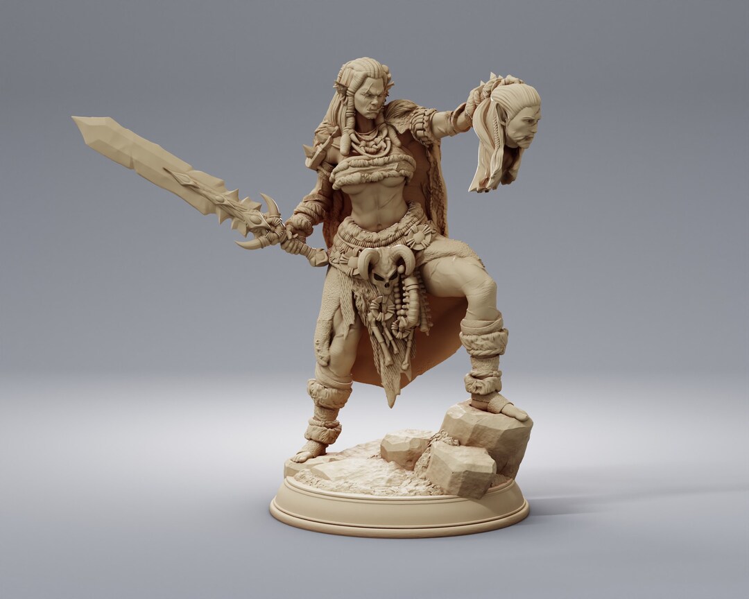 Female Orc Fighter - 32mm Resin Miniature Dnd Miniatures Dungeons ...