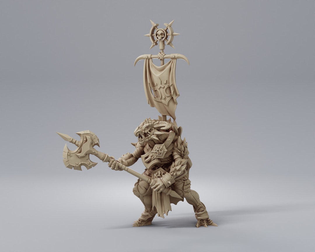 Dragonborn Flag Guard 32mm Resin Miniature Dnd Miniatures - Etsy