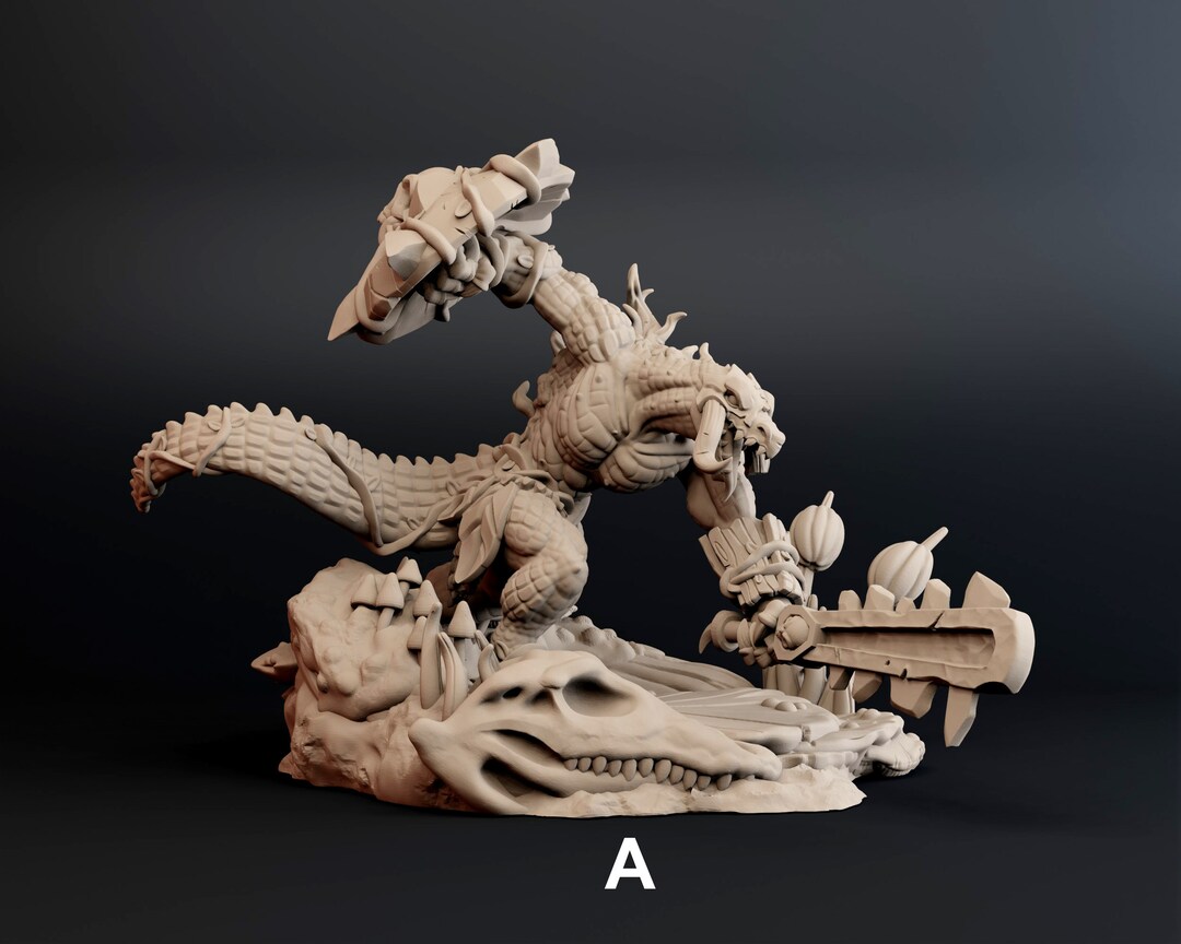 Lizard-man Fighter 3D Printed Miniature Model D&D 28mm Tabletop Gaming ...