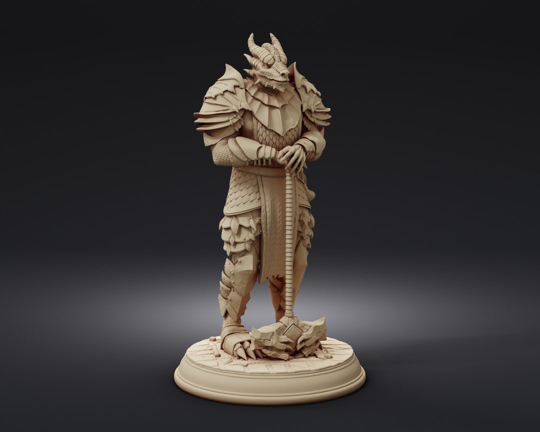 Dragonborn Knight 32mm Resin Miniature Dnd Miniatures Dungeons ...