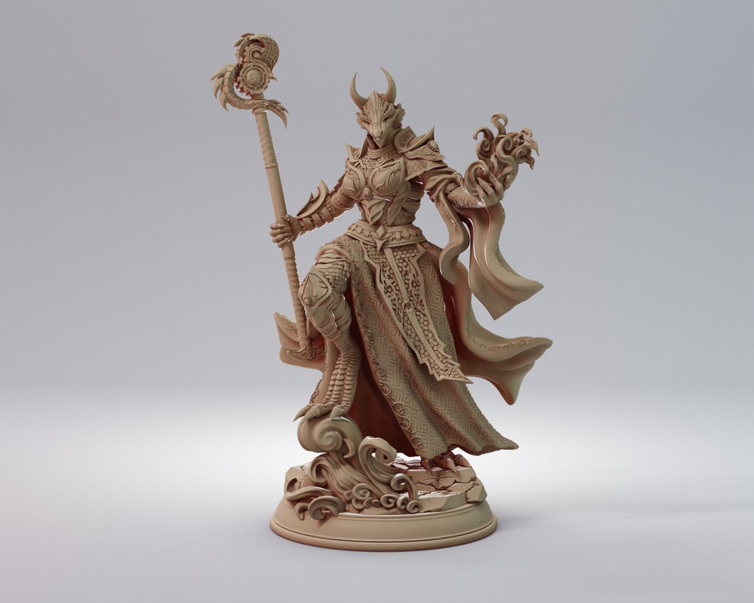Dragonborn Mage - 32mm Resin Miniature Dnd Miniatures Dungeons ...