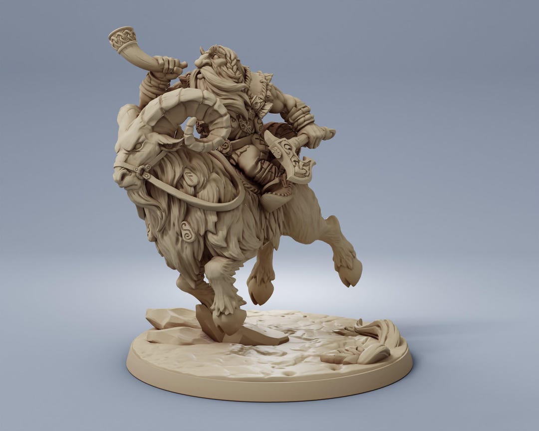 Dwarf Ram Rider - 28mm 32mm Resin Miniature - Dnd - Dungeons & Dragons ...