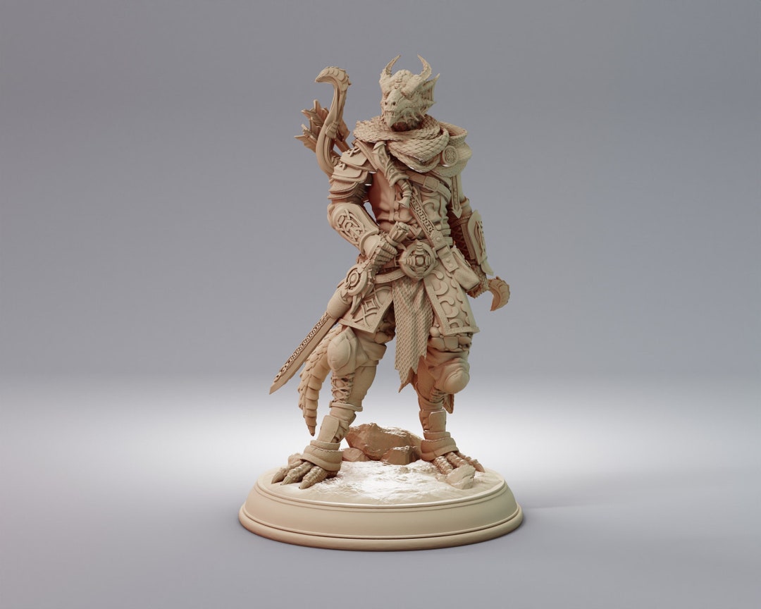 Dragonborn Ranger - 32mm Resin Miniature Dnd Miniatures Dungeons ...