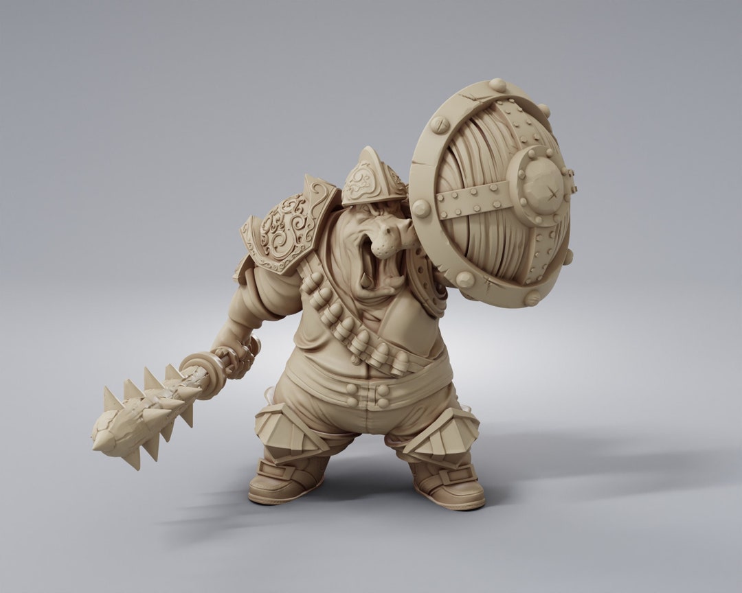 Giff Fighter Hippo Warrior 32mm D&D Resin Miniature Dungeons and ...