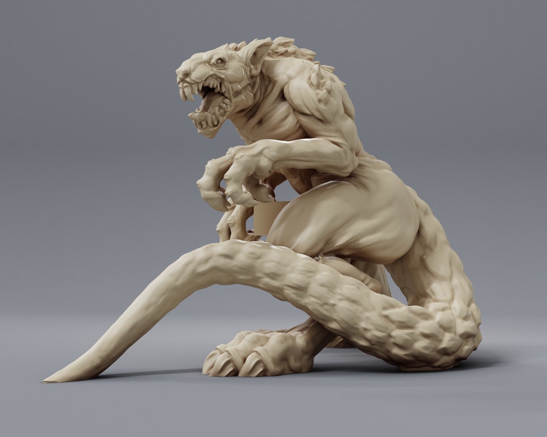 Wererat Monster - 28mm 32mm 3D Printed Miniature Model for Dnd and ...