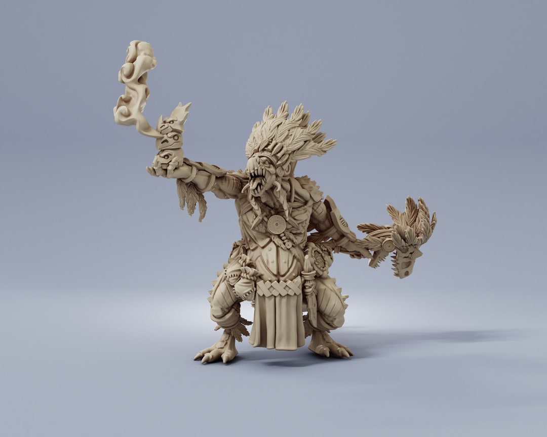 Lizard Men Shaman Saurials 32mm D&D Resin Miniature Dungeons and ...