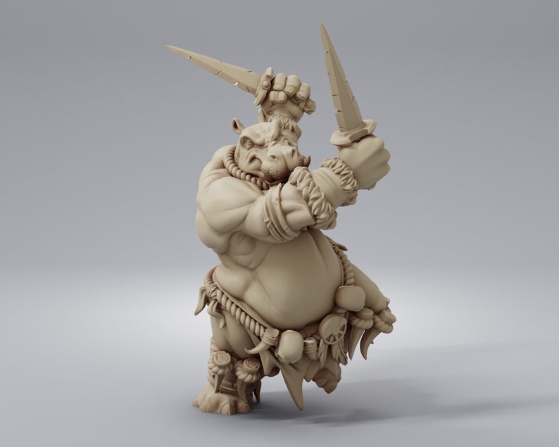 Giff Hippo Savage Warrior 32mm D&D Resin Miniature Dungeons and Dragons ...