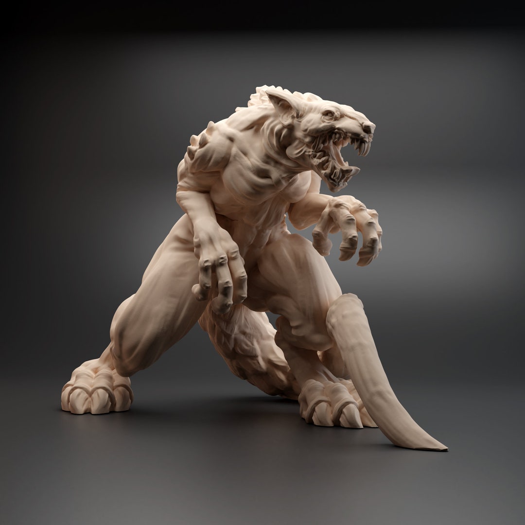 Wererat Monster 3D Printed Miniature Model for Dnd and - Etsy