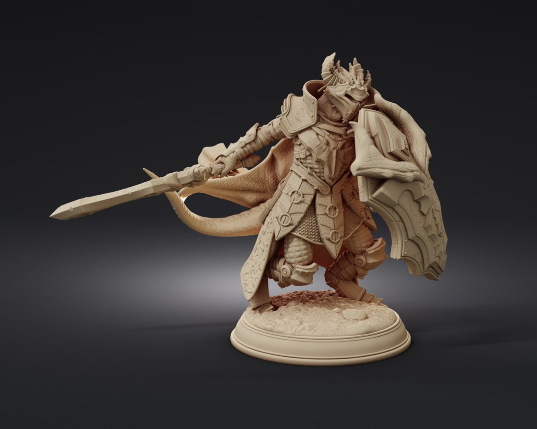 Dragonborn Knight 32mm Resin Miniature Dnd Miniatures Dungeons ...