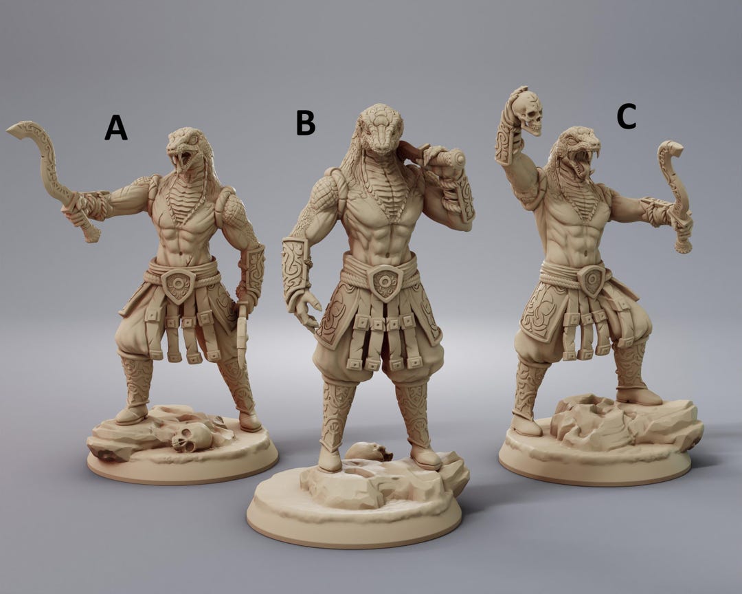 Lizard Men - 28mm 32mm Resin Miniature - Dnd - Dungeons & Dragons ...