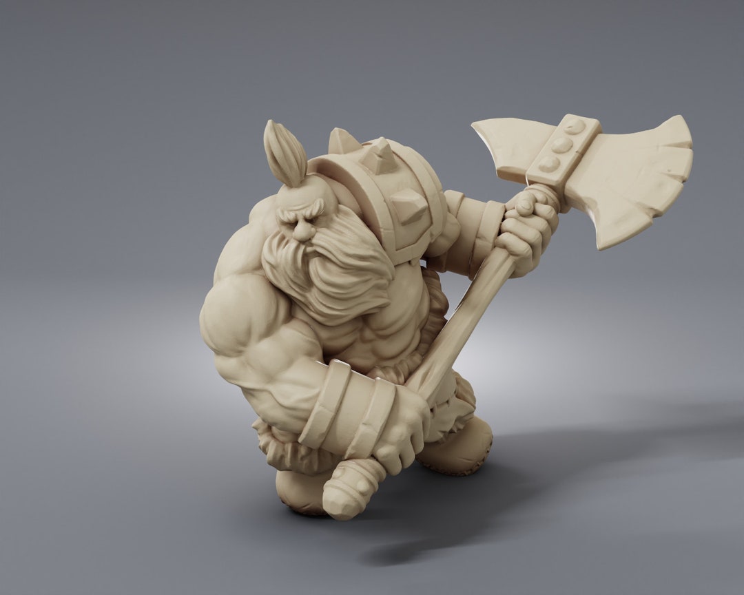 Dwarf Barbarian - 28mm 32mm Resin Miniature - Dnd Miniatures - Dungeons ...
