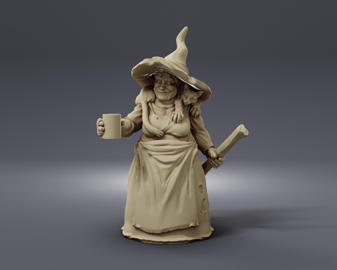 Granny Witch Miniature | 3D Printed Fantasy Figure for DND, RPG ...