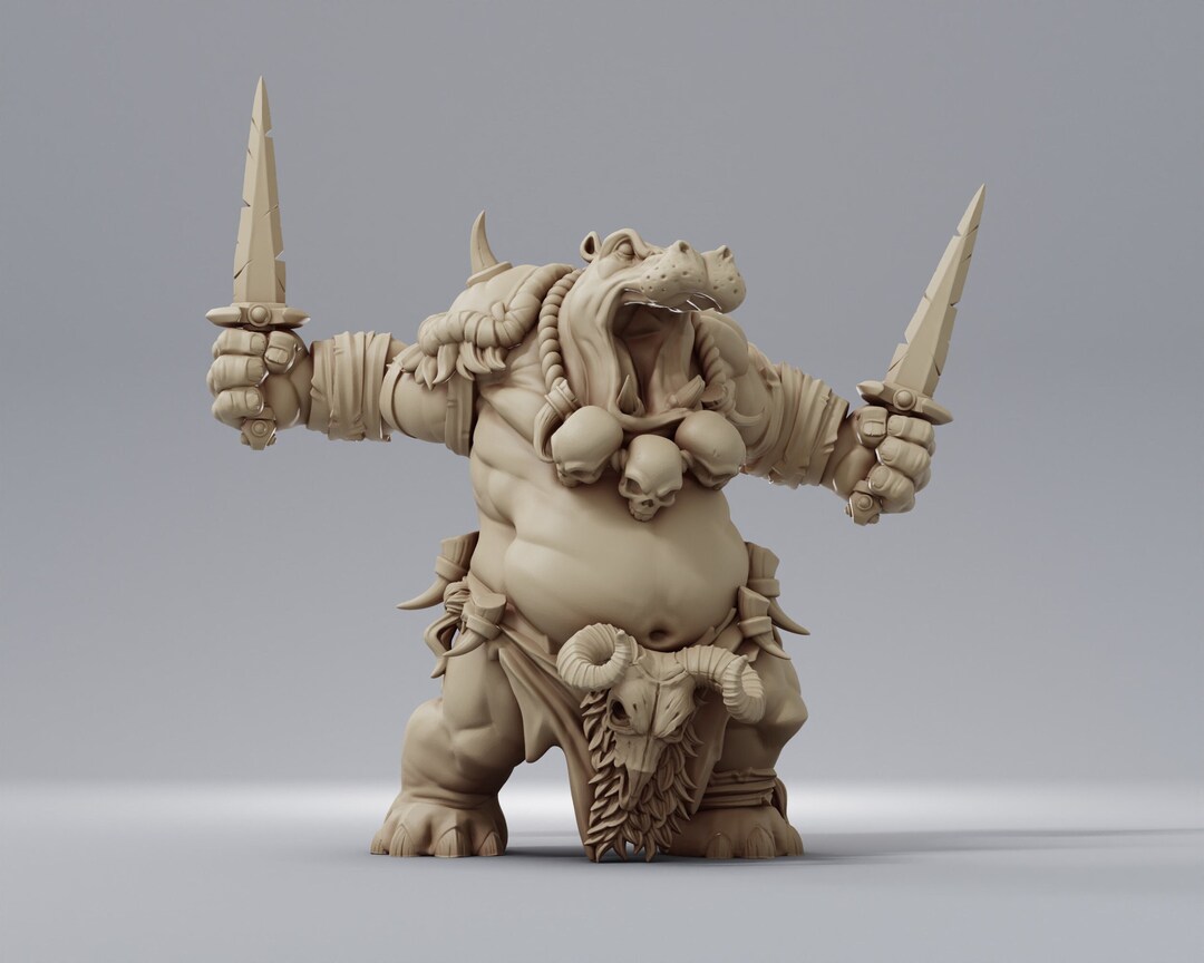 Giff Hippo Savage Warrior 32mm D&D Resin Miniature Dungeons and Dragons ...