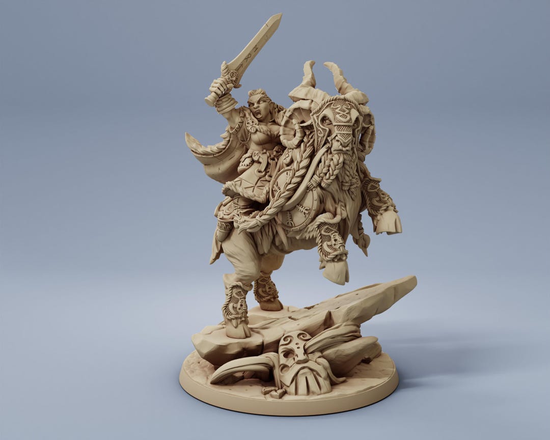 Dwarf Ram Rider - 28mm 32mm Resin Miniature - Dnd - Dungeons & Dragons ...