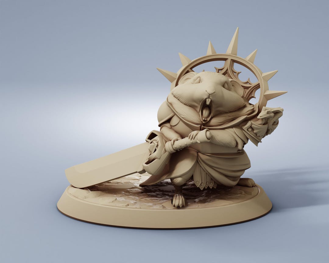 Hamster Paladin Fighter - 28mm 32mm Resin Miniature - Dnd - Dungeons ...