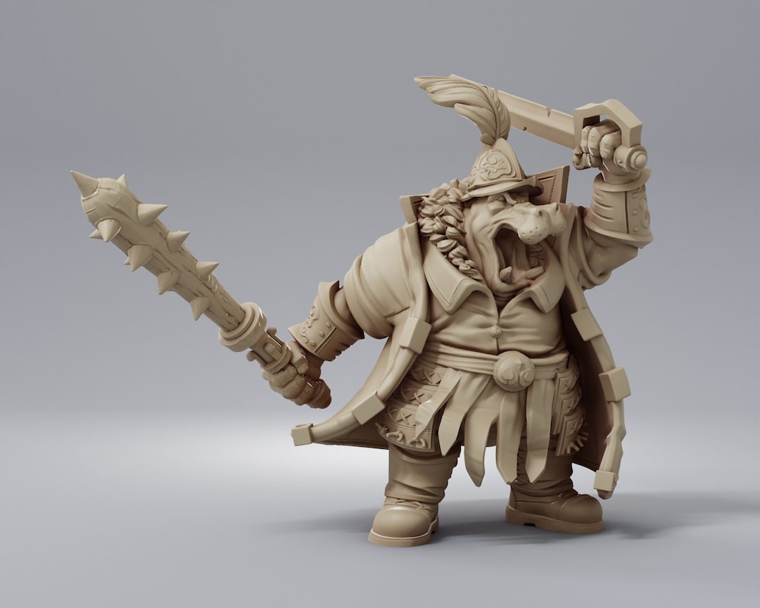Giff Fighter Hippo Warrior 32mm D&D Resin Miniature Dungeons and ...