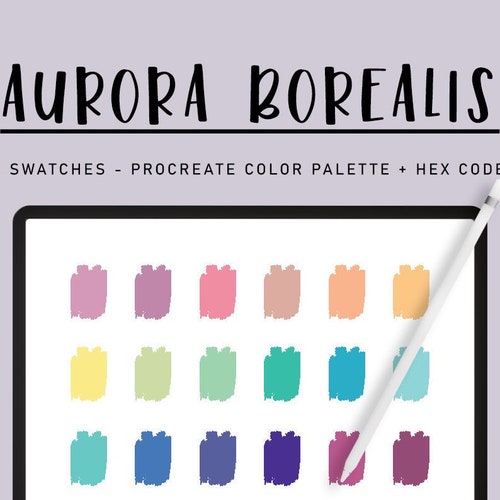 AURORA BOREALIS PROCREATE Color Palette Hex Codes Pastels - Etsy