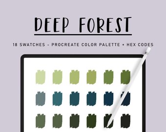 DEEP FOREST PROCREATE Color Palette Hex Codes Green, Blue for iPad ...