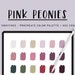 PINK PEONIES PROCREATE Color Palette + Hex Color Codes - Pink, Gray ...