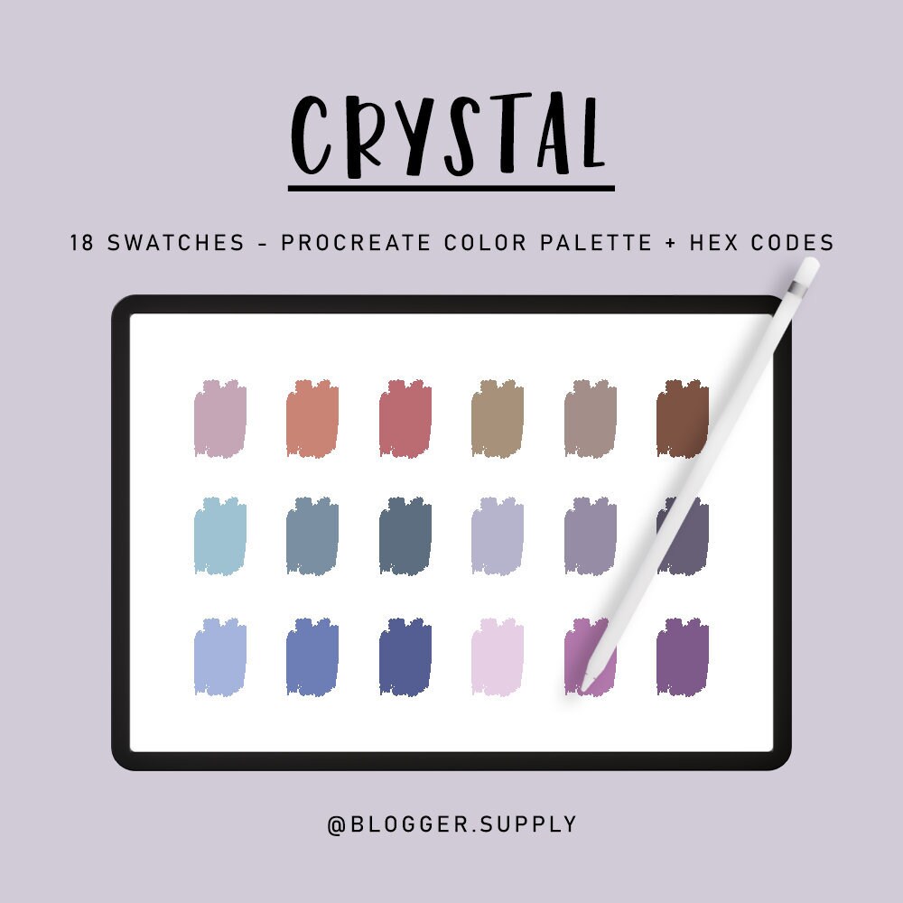 CRYSTALS PROCREATE Color Palette + Hex Color Codes - Blue, Purple ...