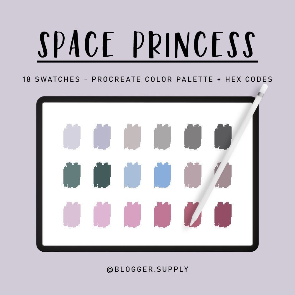 SPACE PRINCESS PROCREATE Color Palette + Hex Color Codes - Gray, Pink ...