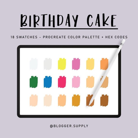 BIRTHDAY CAKE PROCREATE Color Palette Hex Color Codes | Etsy
