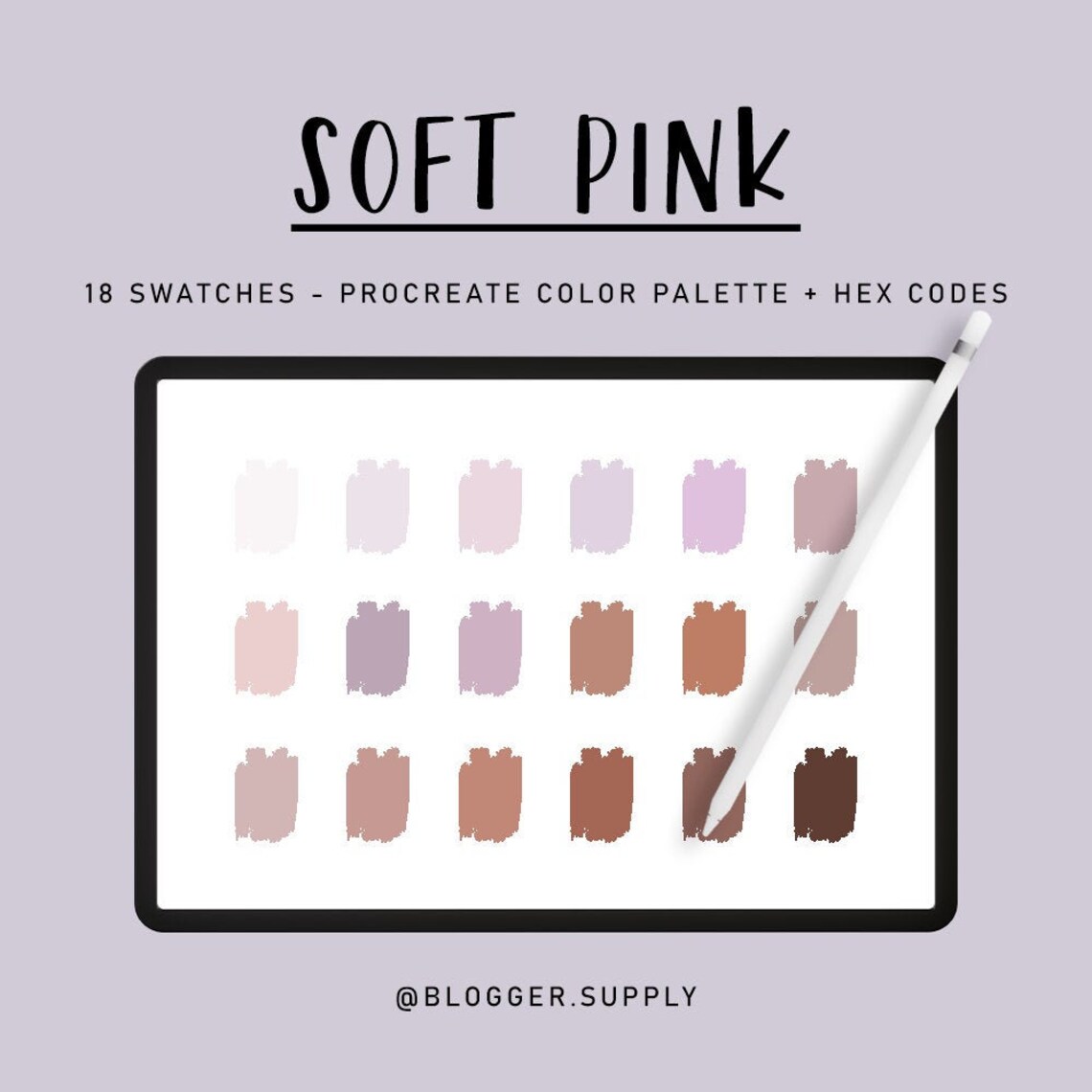 SOFT PINK PROCREATE Color Palette + Hex Color Codes - Gray, Brown, Tan ...