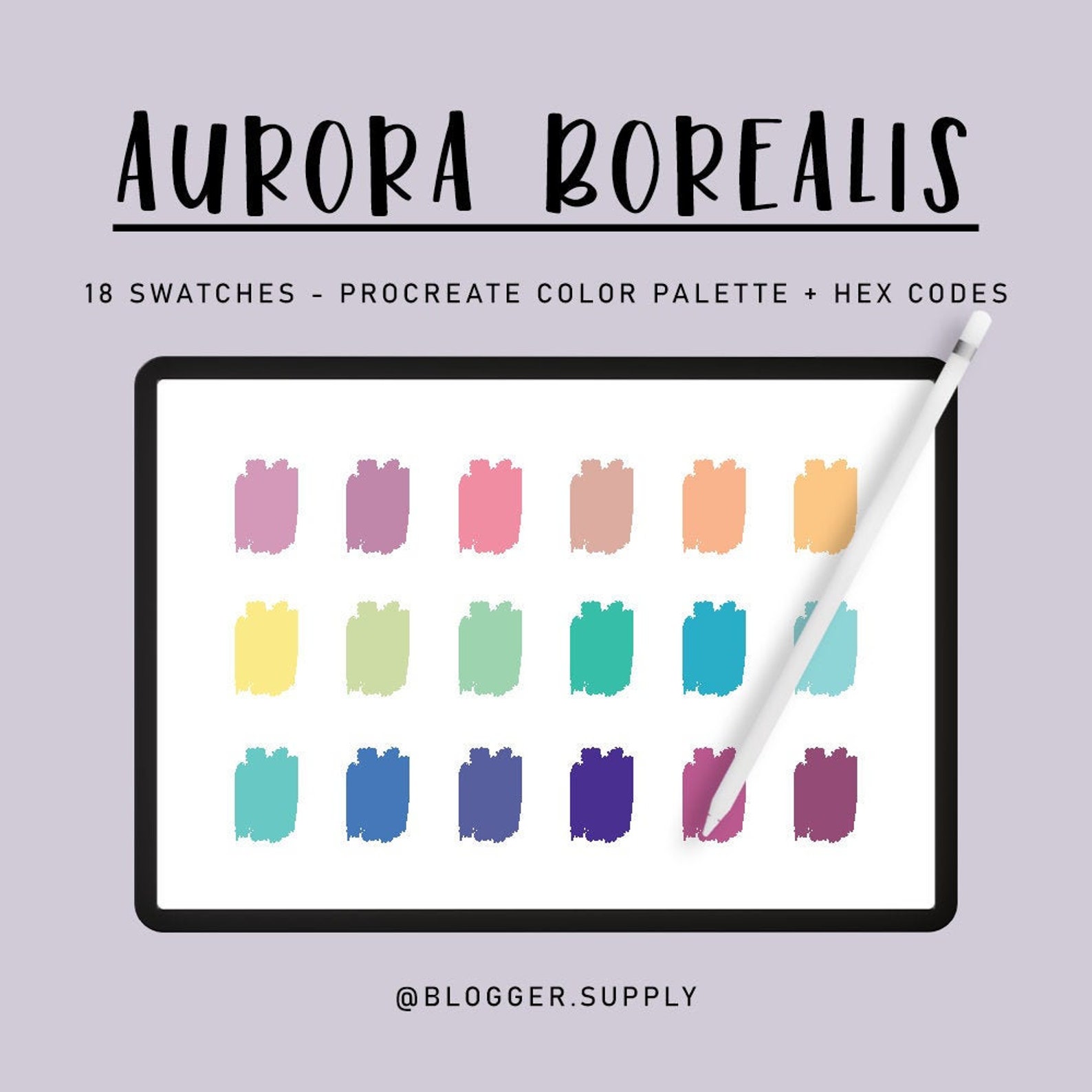 AURORA BOREALIS PROCREATE Color Palette Hex Color Codes - Etsy