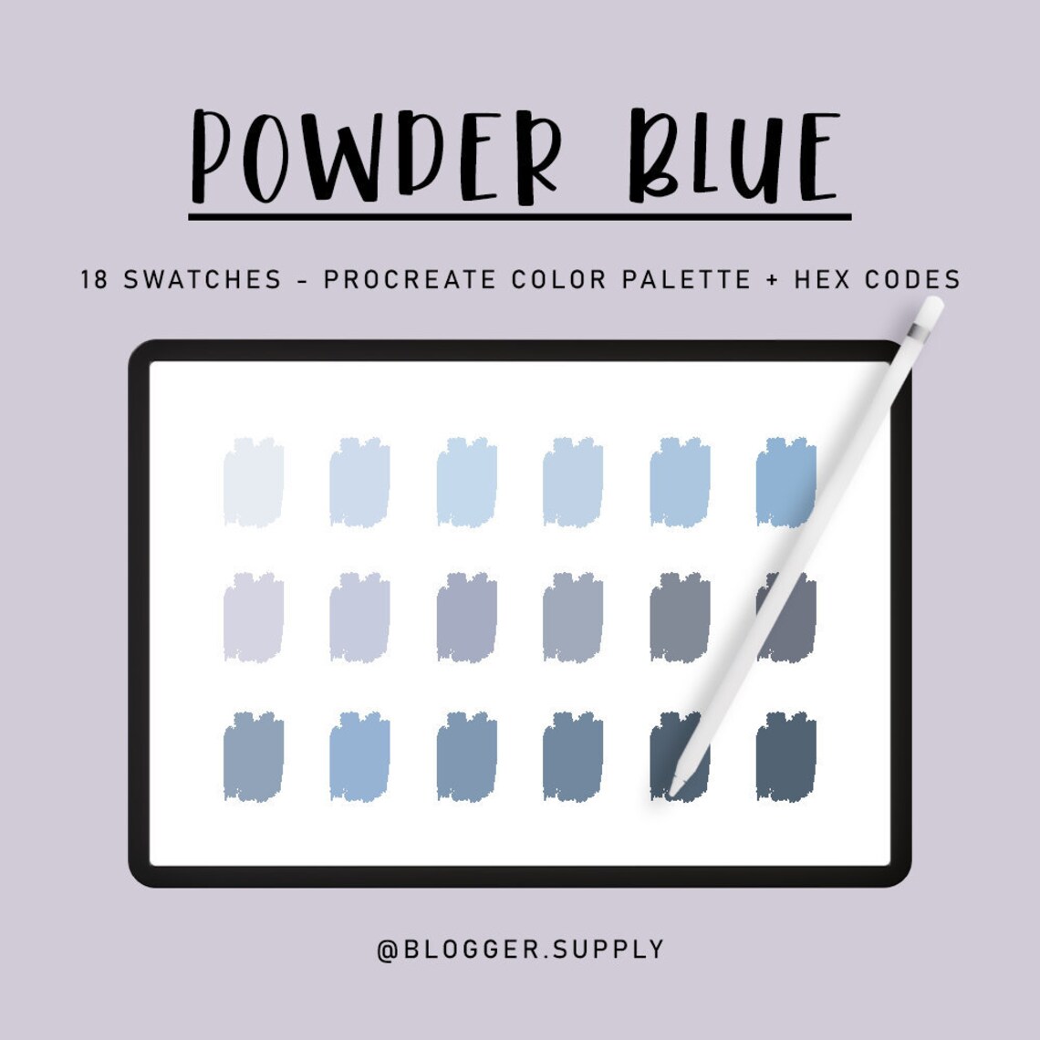 POWDER BLUE PROCREATE Color Palette + Hex Color Codes - Blue & Gray for ...