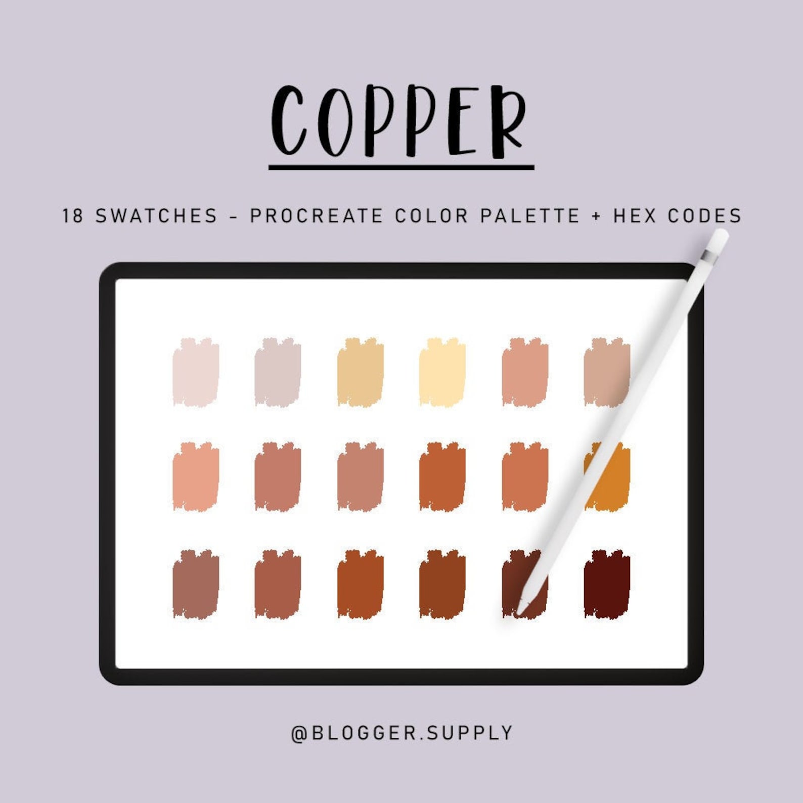 COPPER PROCREATE Color Palette + Hex Color Codes - Gray, Orange, Tan ...