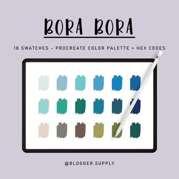 BORA BORA PROCREATE Color Palette Hex Color Codes Blue - Etsy