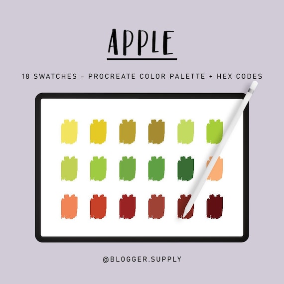 APPLE PROCREATE COLOR Palette Hex Color Codes Yellow | Etsy