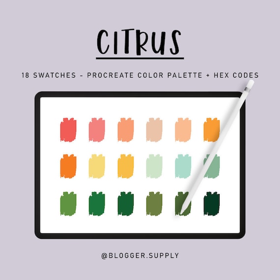 CITRUS PROCREATE Color Palette Hex Color Codes Red | Etsy