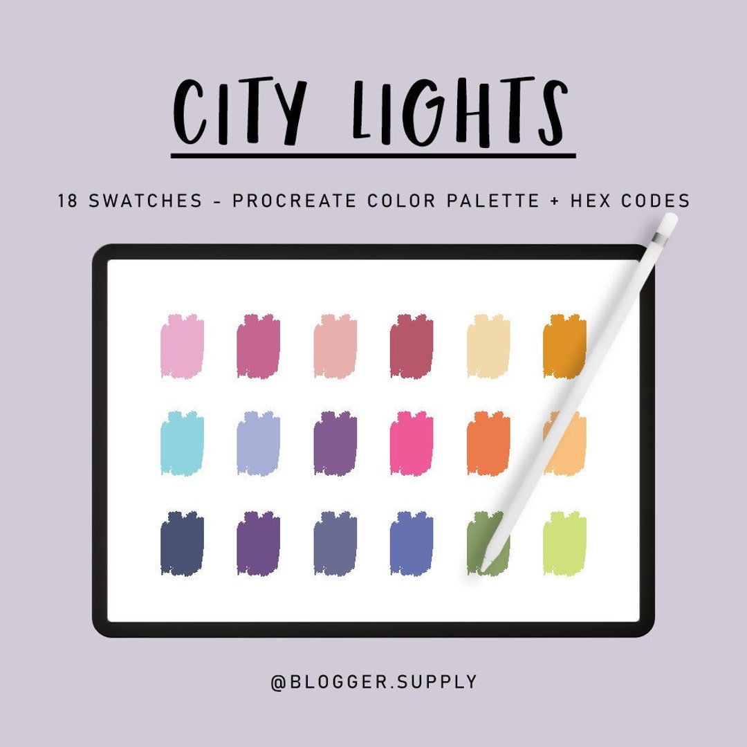 CITY LIGHTS PROCREATE Color Palette + Hex Color Codes - Purple, Pink ...