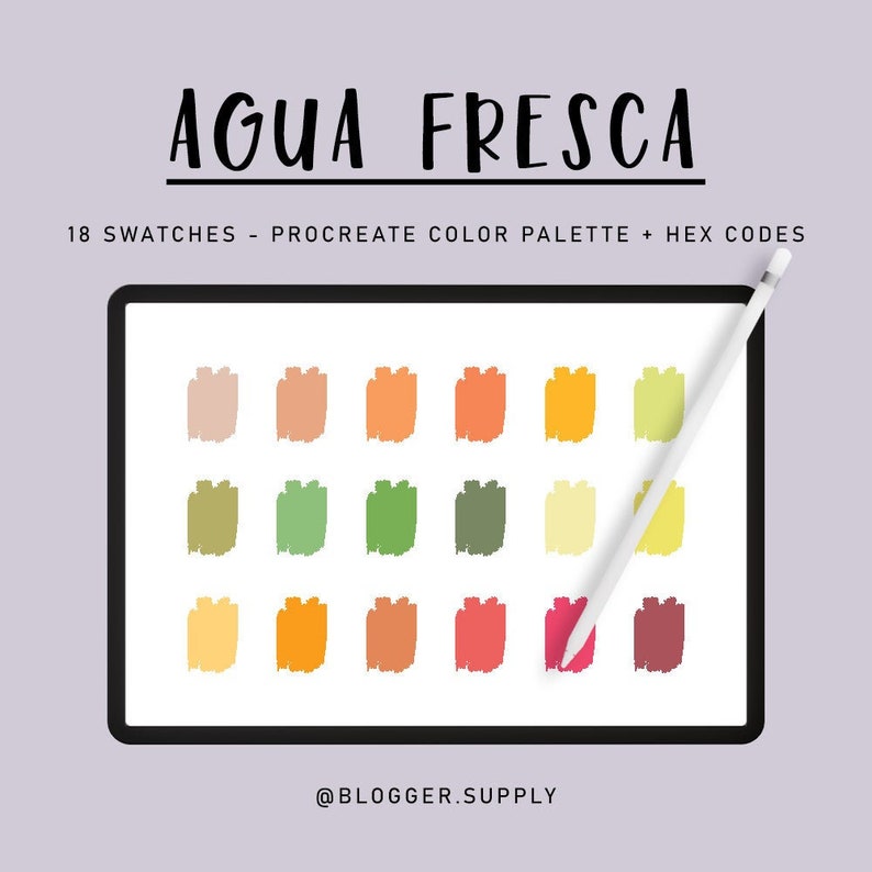 AGUA FRESCA PROCREATE Color Palette + Hex Color Codes - Yellow, Orange ...
