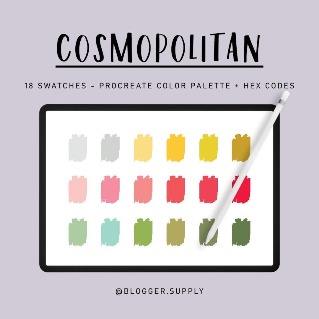 COSMOPOLITAN PROCREATE Color Palette + Hex Color Codes - Pink, Yellow ...