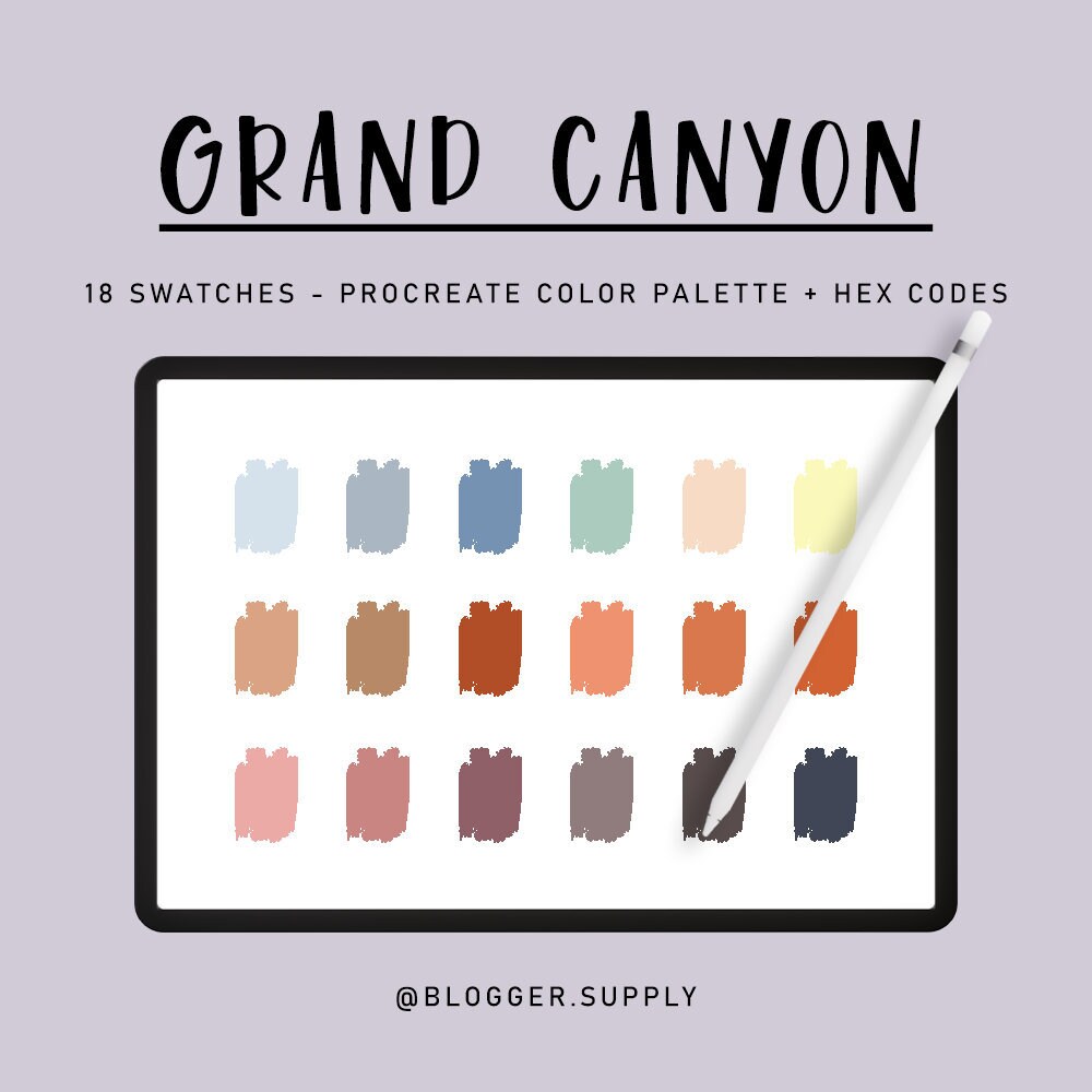 GRAND CANYON PROCREATE Color Palette + Hex Color Codes - Pink, Blue ...