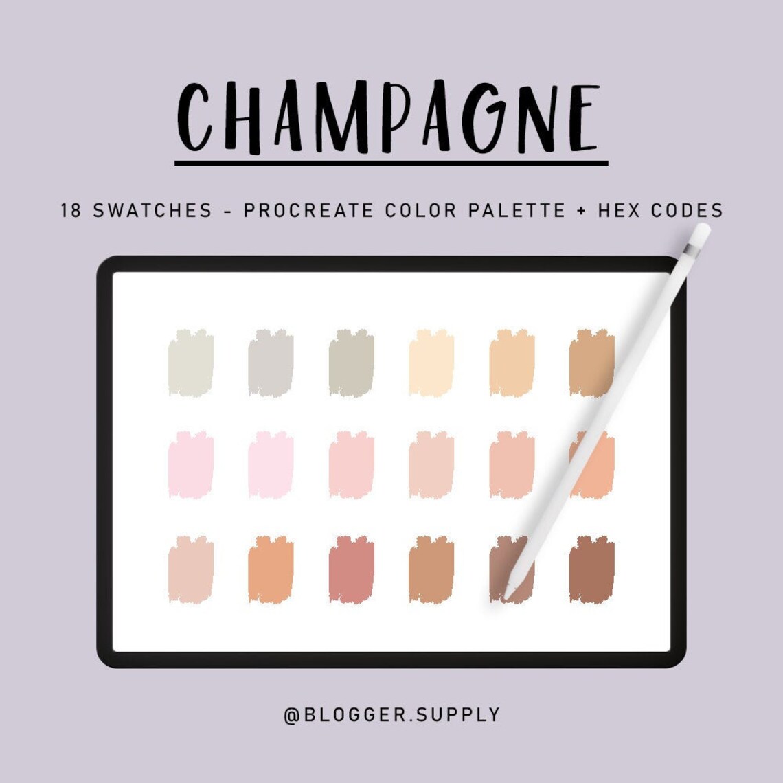 CHAMPAGNE PROCREATE Color Palette + Hex Color Codes - Gray, Pink, Peach ...