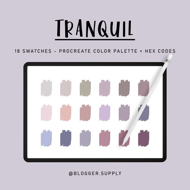 TRANQUIL PROCREATE Color Palette + Hex Color Codes - Pink, Blue, Gray ...