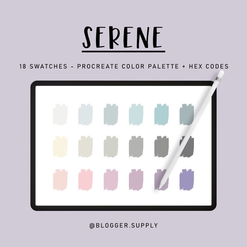 SERENE PROCREATE Color Palette + Hex Color Codes - Pink, Blue, Gray ...