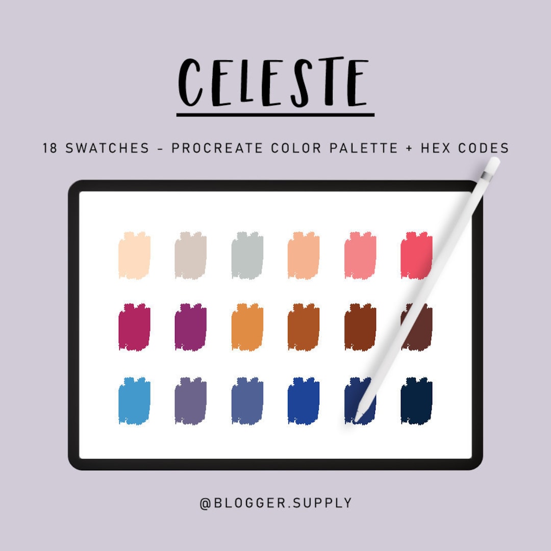 CELESTE PROCREATE Color Palette + Hex Color Codes - Gray, Blue, Pink ...
