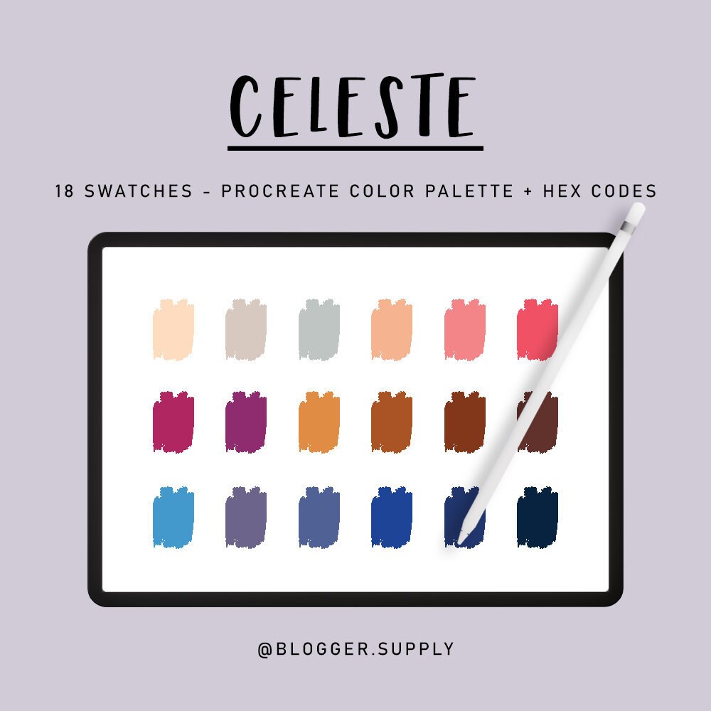 CELESTE PROCREATE Color Palette + Hex Color Codes - Gray, Blue, Pink ...