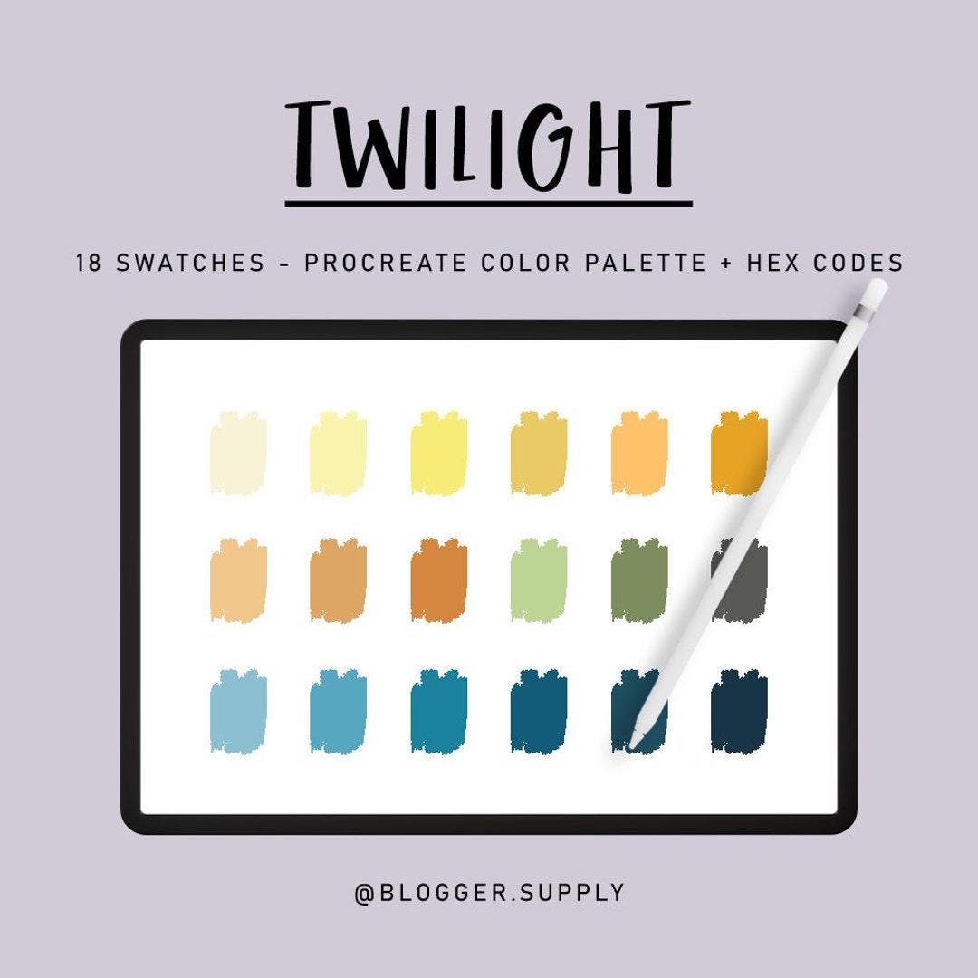TWILIGHT PROCREATE Color Palette + Hex Color Codes - Yellow, Orange ...