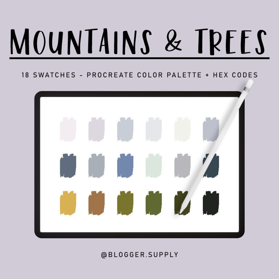 MOUNTAINS & TREES PROCREATE Color Palette + Hex Color Codes - Gray ...